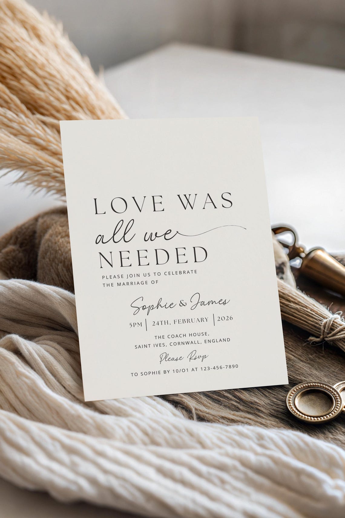 Elopement Reception Invite, Minimalist Elopement Announcement Card ...