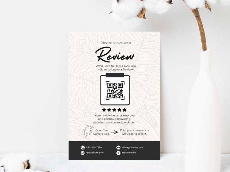 Ask for Review QR Code Sign Template Canva, Facebook Review, Google ...