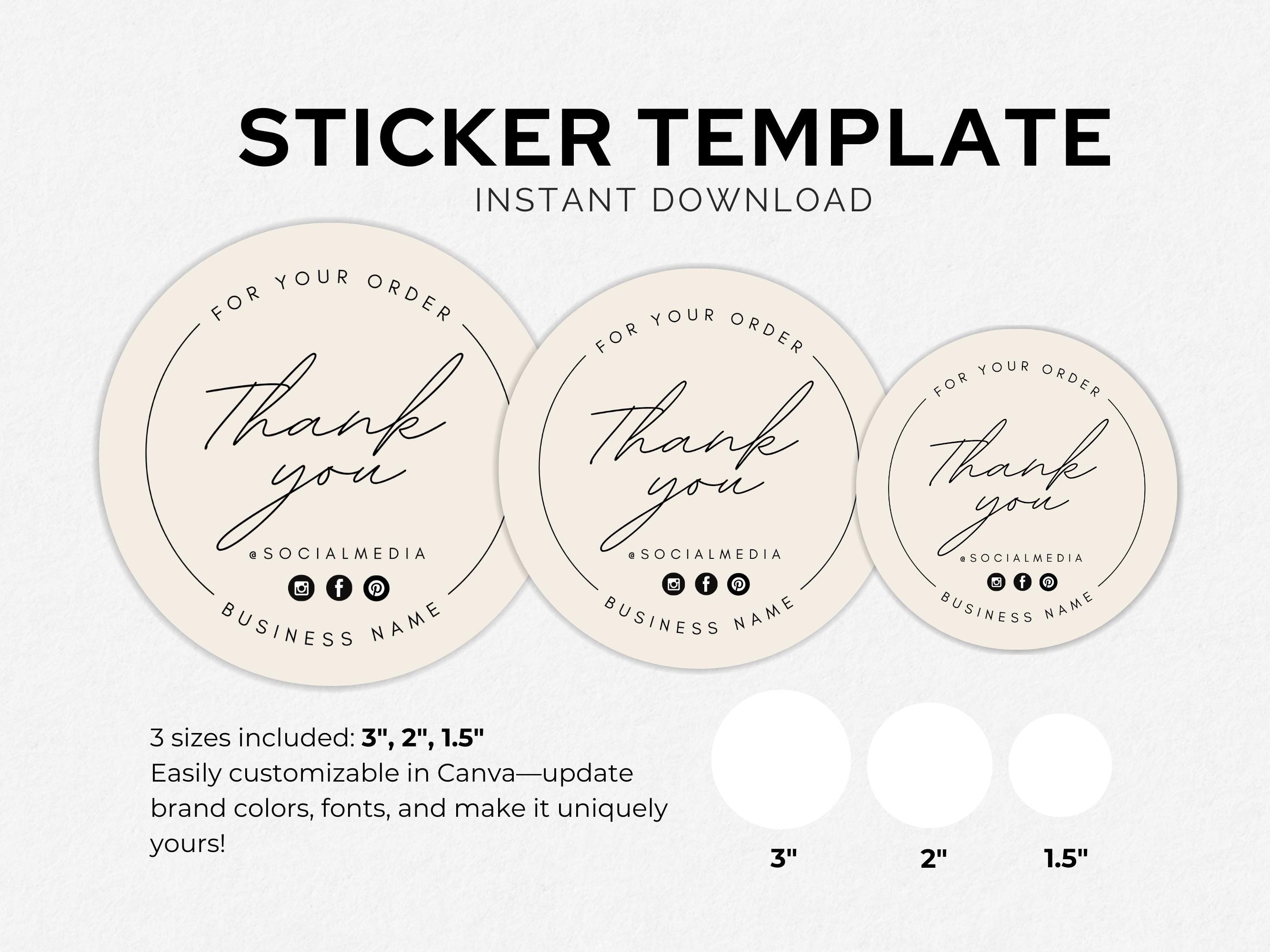 Small Business Thank You Sticker Template, Business Packaging, Small ...