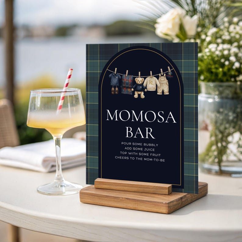 Polo Teddy Bear Mimosa Bar Sign, Momosa Bar Sign, Mumosa Bar Sign ...