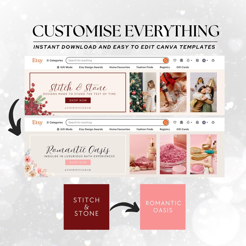 Christmas Etsy Shop Kit Banner Template Bundle, Etsy Christmas Branding ...
