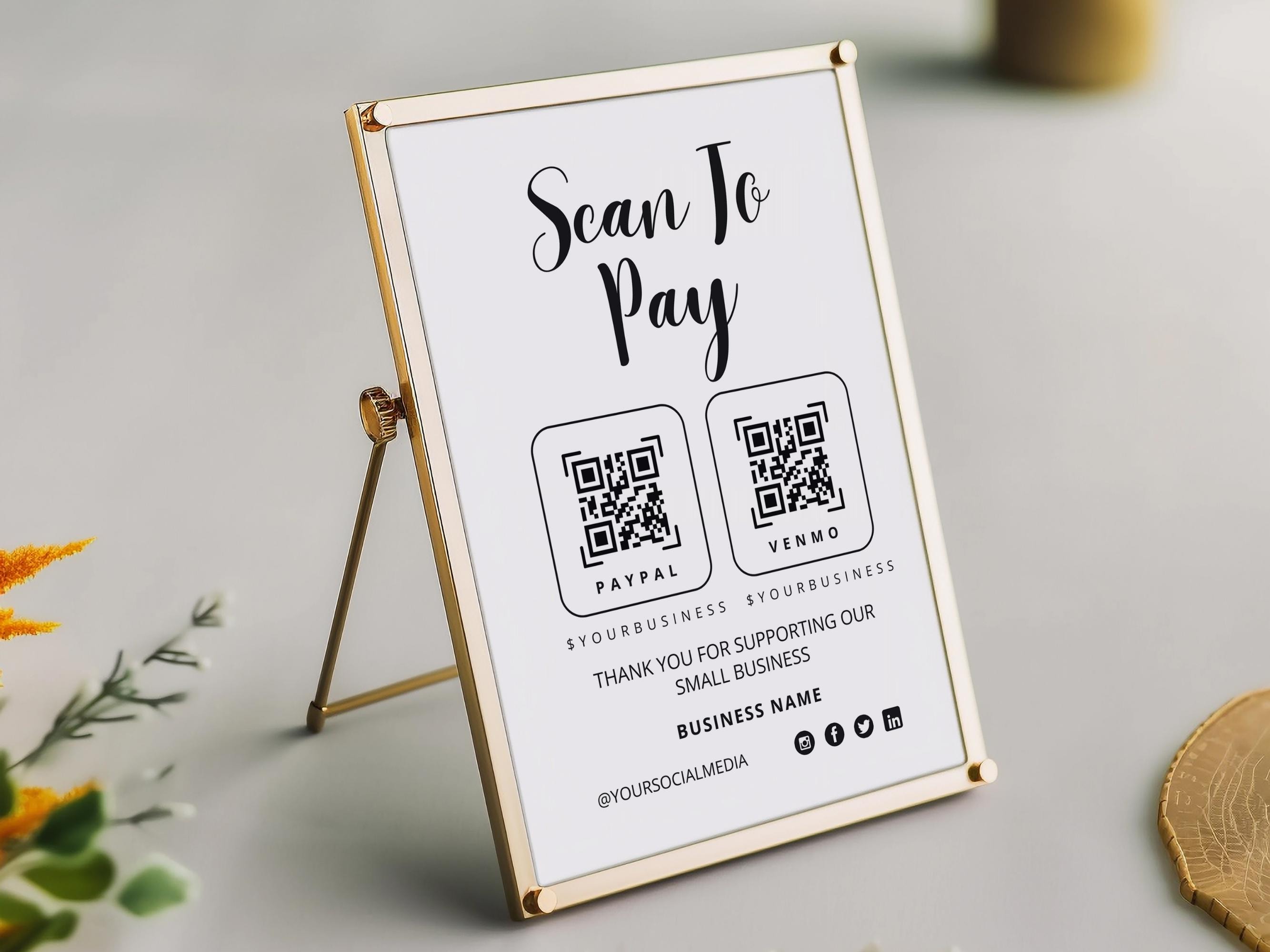 Scan to Pay Sign Template, QR Code Sign, Printable Payment Sign ...