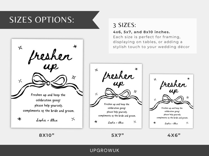 Wedding Bathroom Sign, Editable Wedding Sign Template, Freshen up ...