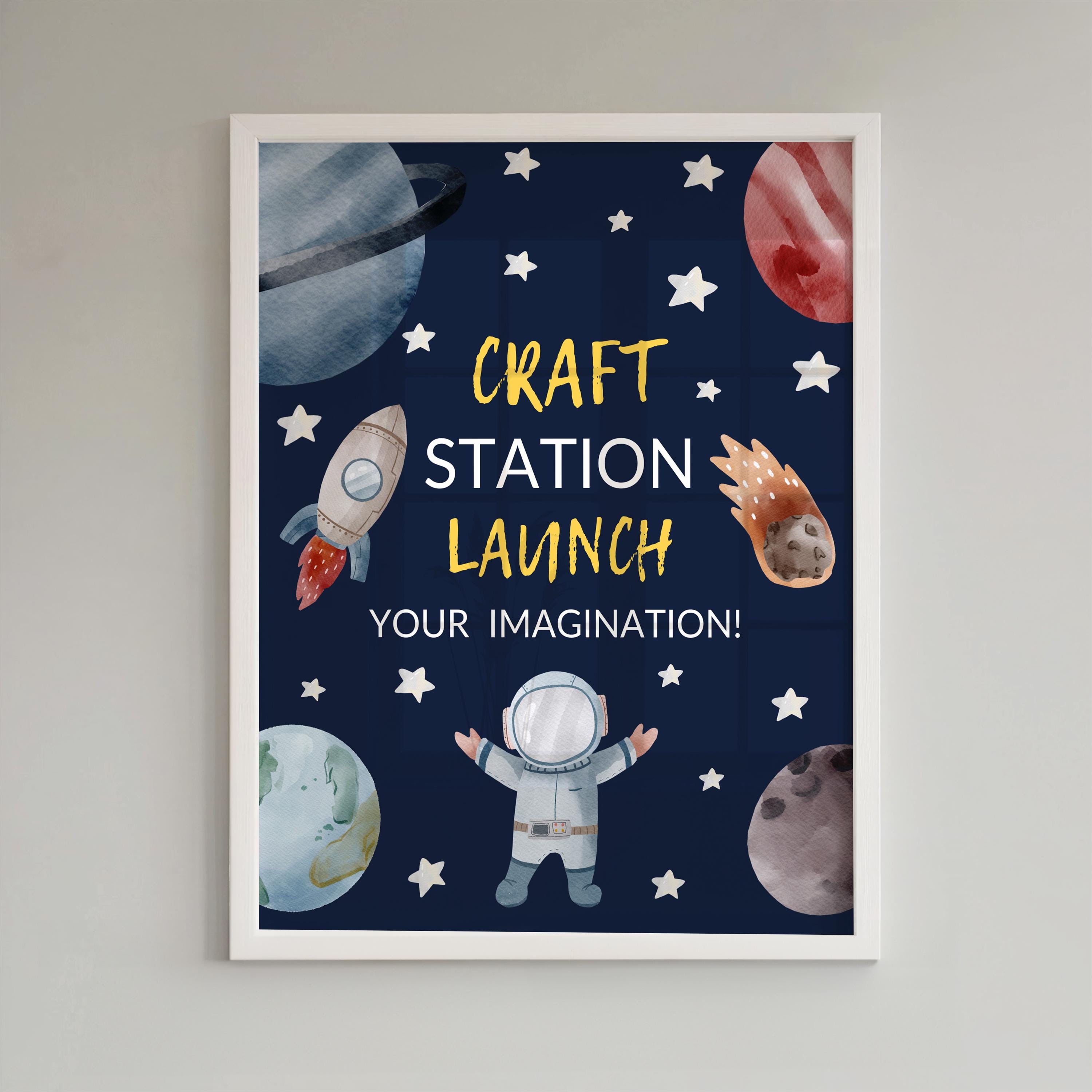 Editable Space Craft Station Sign, Rocket Ship Birthday Activity Table ...