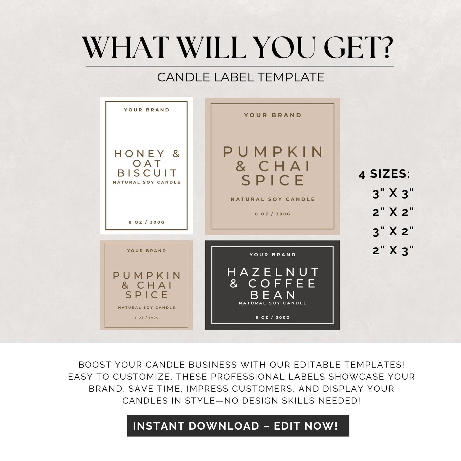 DIY Candle Label Template, Minimal Candle Label, Customizable Candle ...