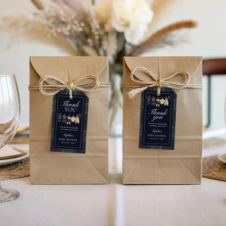 Baby Shower Favor Tags, Editable Thank You Tags, Baby Boy Shower Decor ...