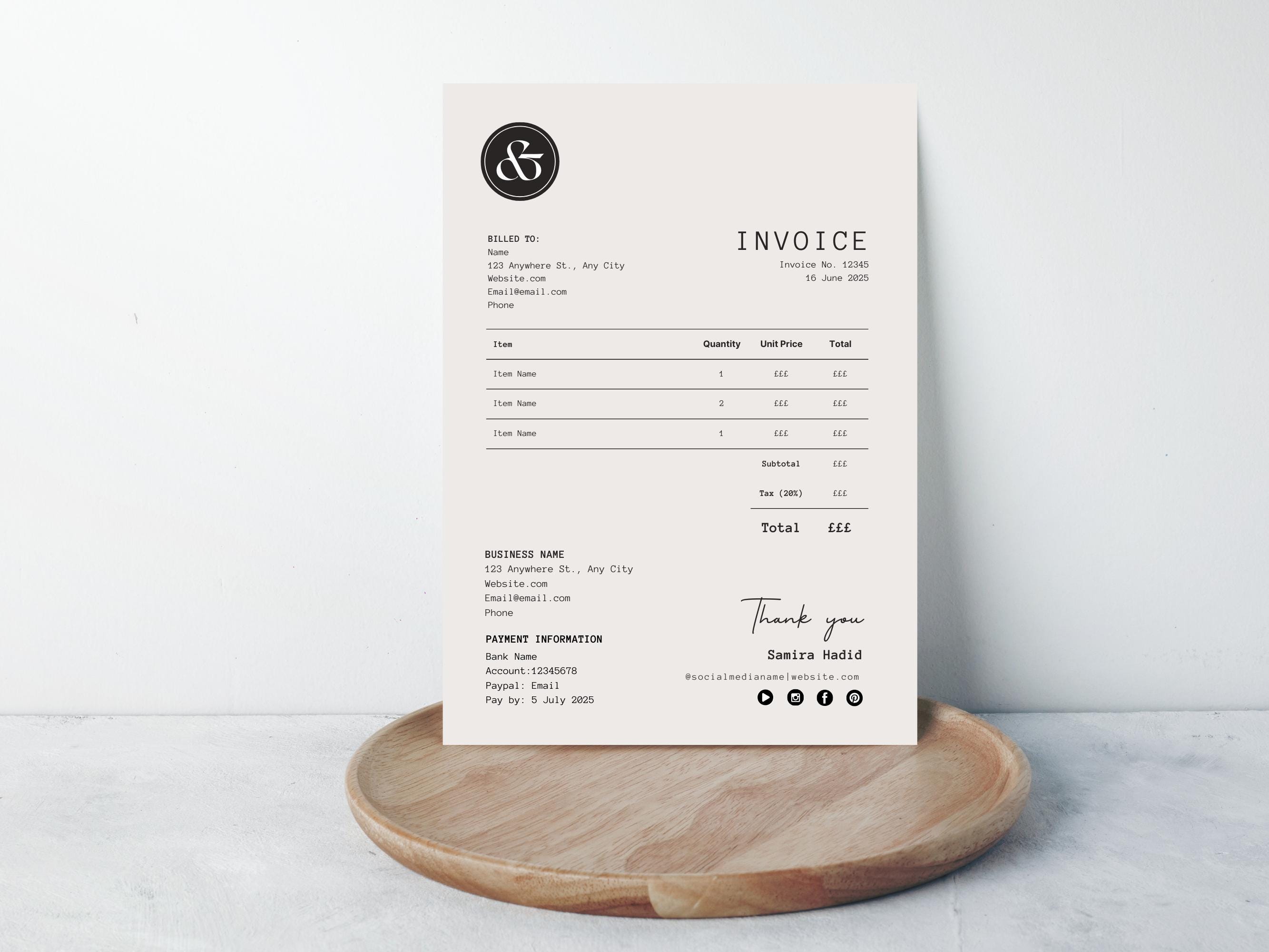 Invoice Template Minimalist Business Invoice, Small Business Template ...