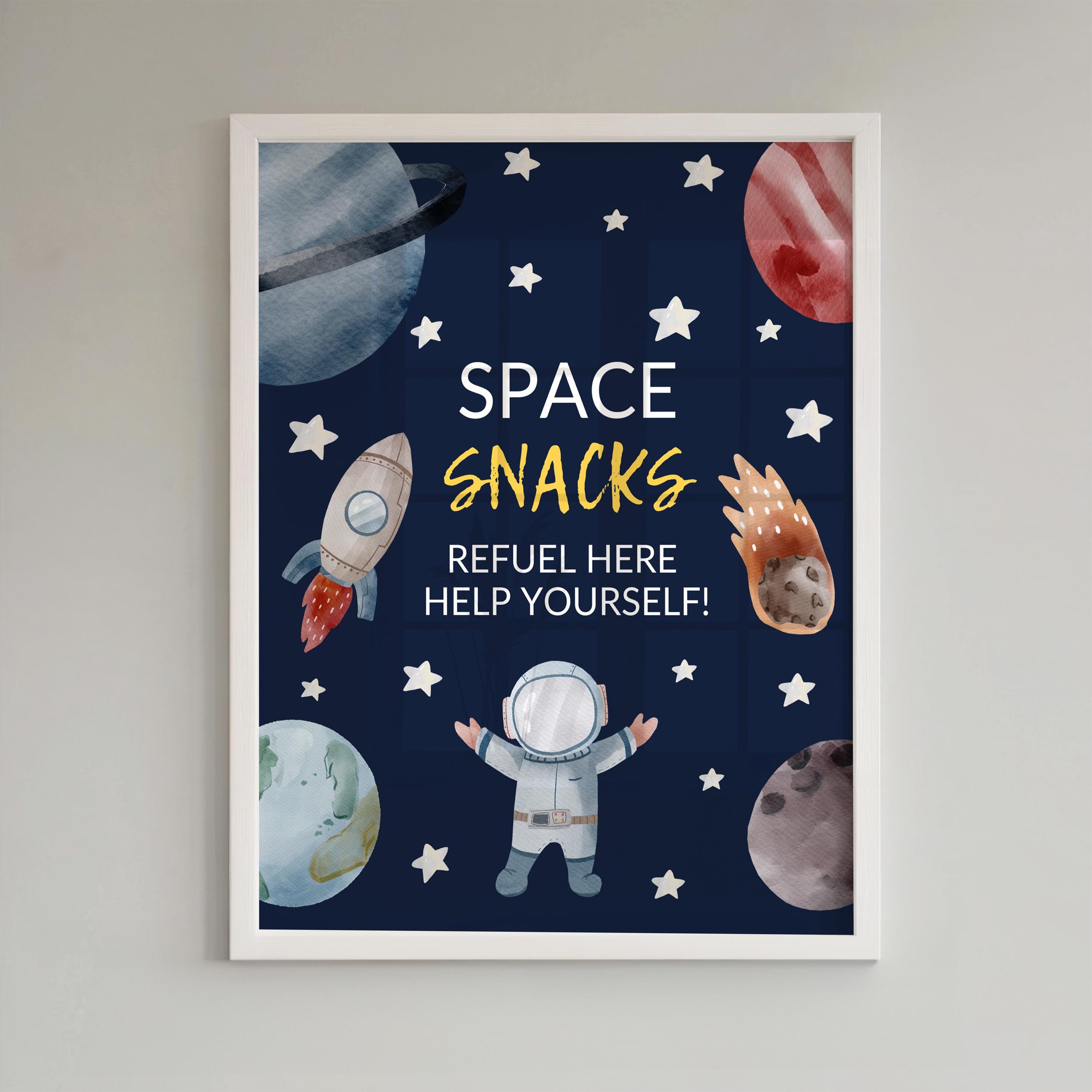 Editable Space Snacks Sign, Outer Space Birthday Table Decor, Galaxy ...