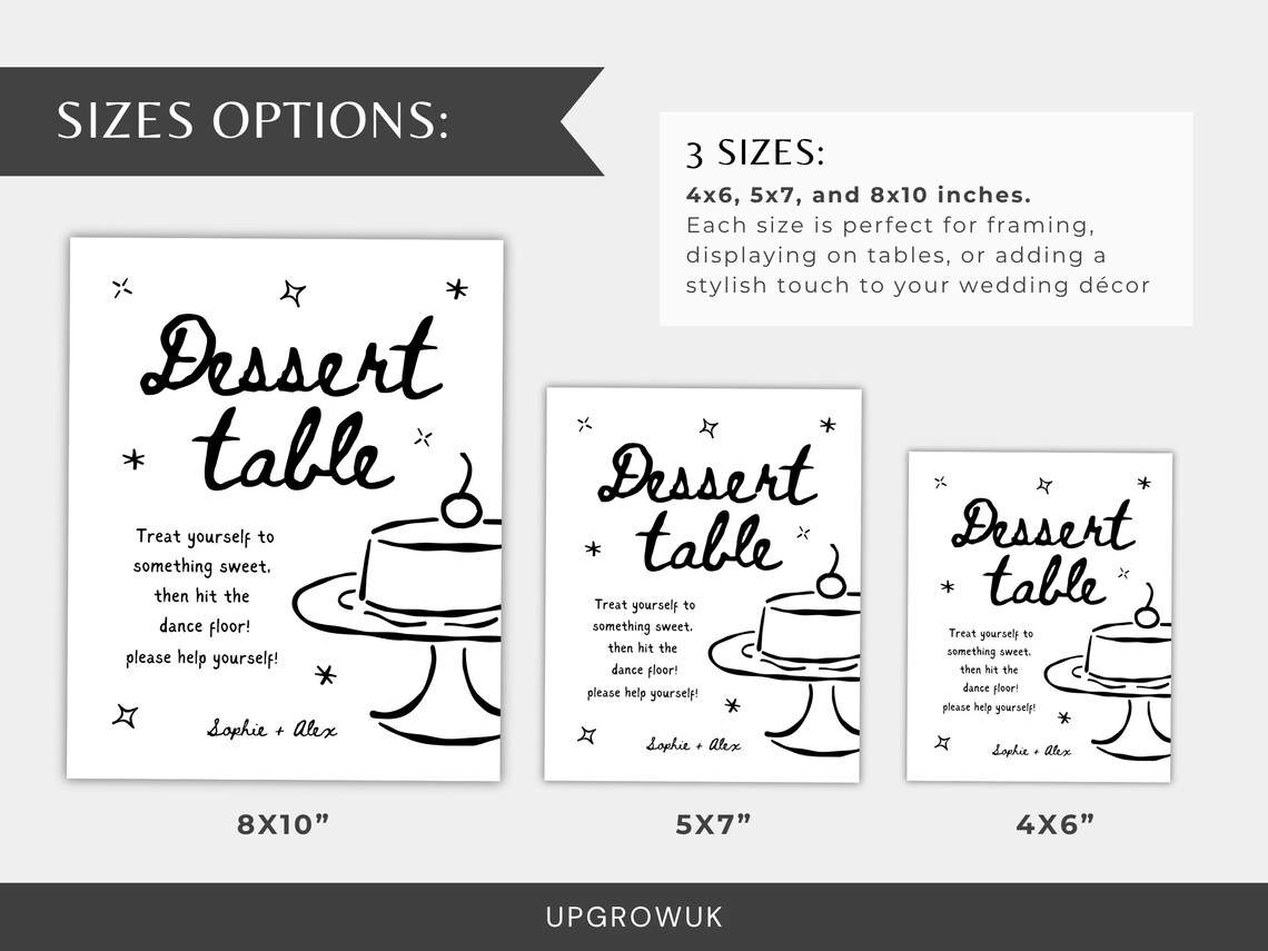 Wedding Dessert Table Sign, Editable Wedding Sign Template, Whimsical ...