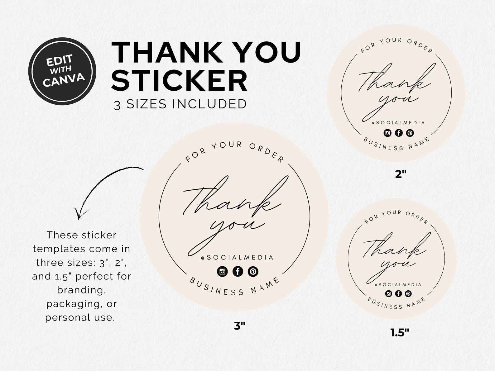 Small Business Thank You Sticker Template, Business Packaging, Small ...