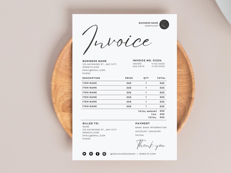 Invoice Template Minimalist Business Invoice, Small Business Template ...