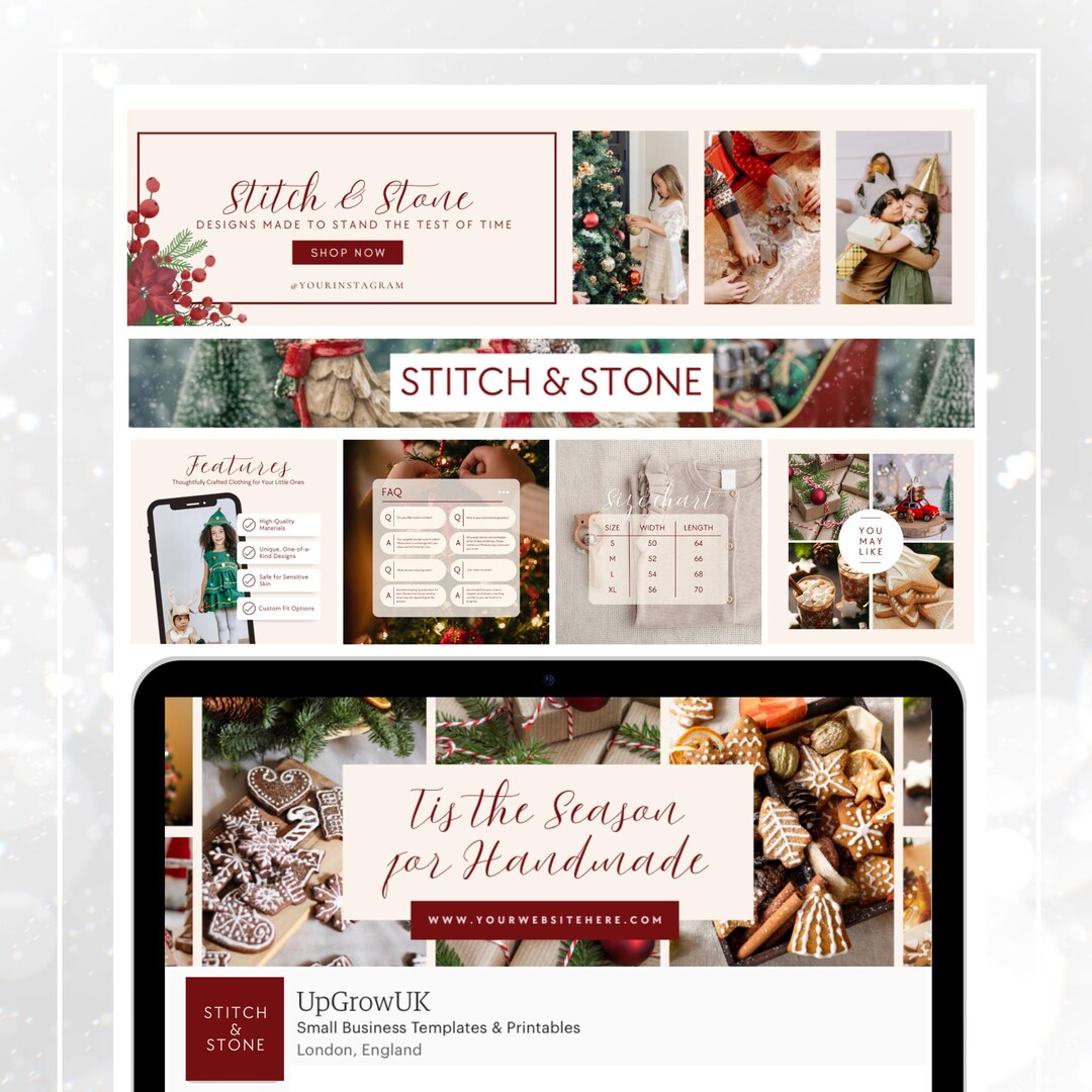 Christmas Etsy Shop Kit Banner Template Bundle, Etsy Christmas Branding ...
