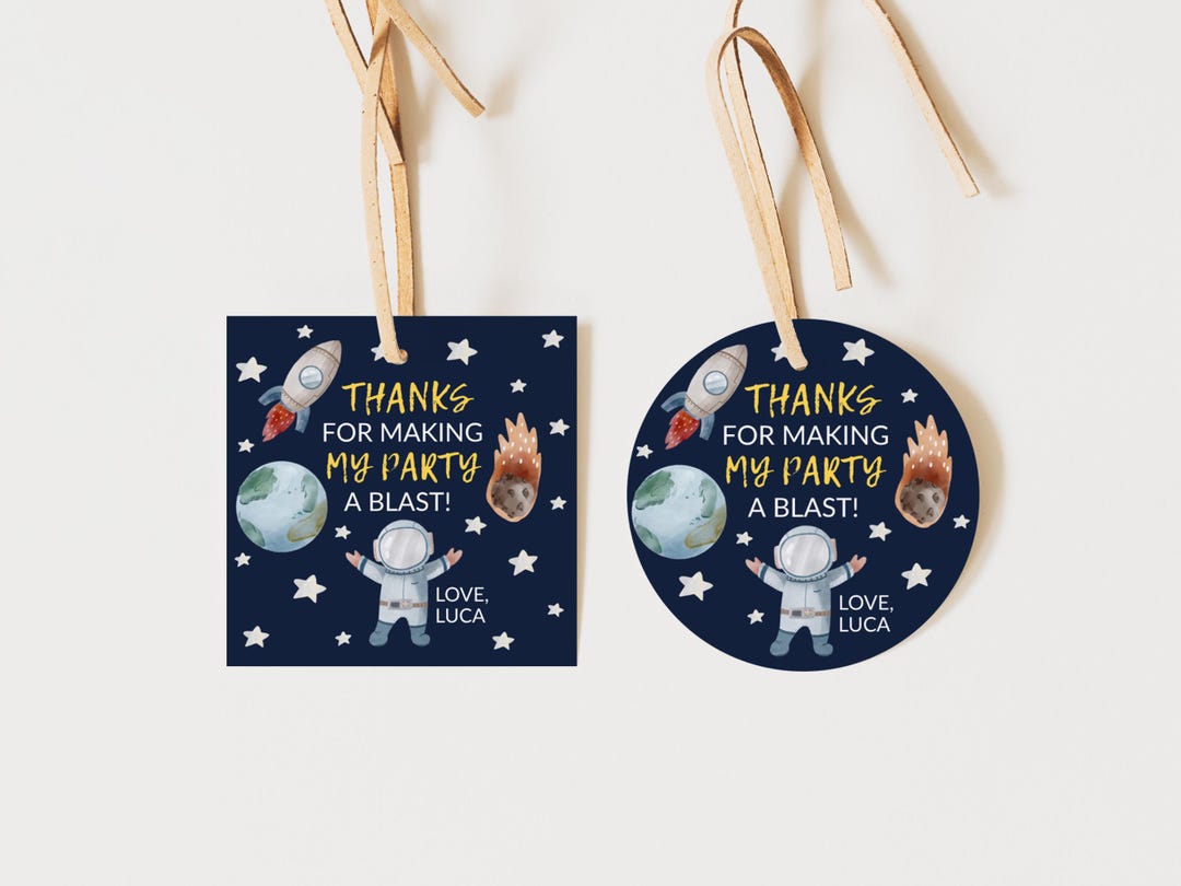 Editable Outer Space Thank You Tags, Circle & Square Favor Tags, Space ...