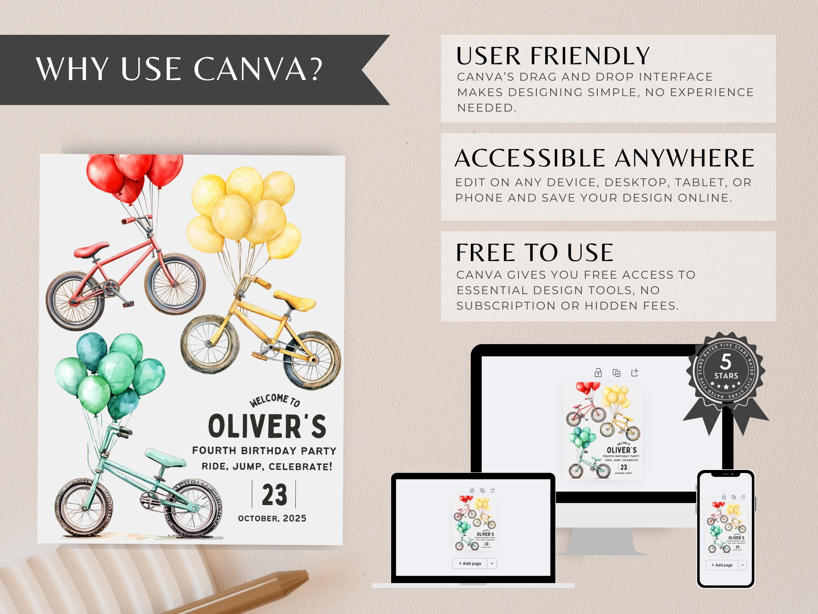 Editable Bike Birthday Welcome Sign Bicycle Boy Birthday Welcome Poster ...