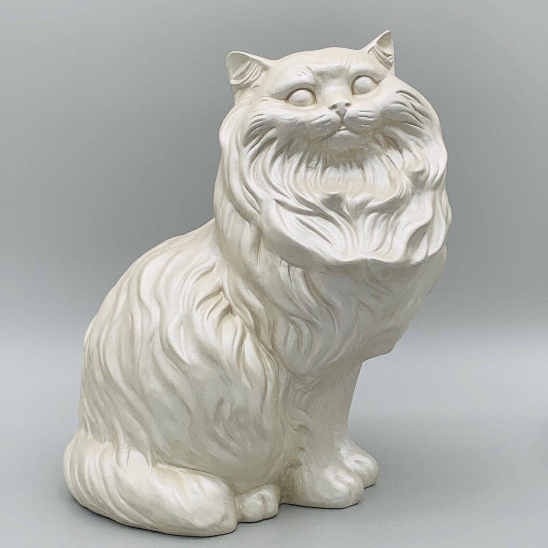 Vintage Large Persian Cat Ceramic Statue White Pearl Alberta - Etsy