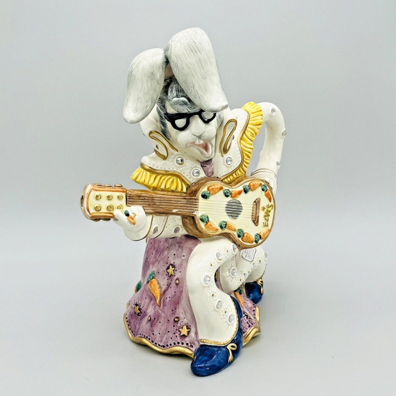 Vintage Fitz & Floyd Elvis Parsley Presley Rabbit Pitcher Vase - 1994 ...
