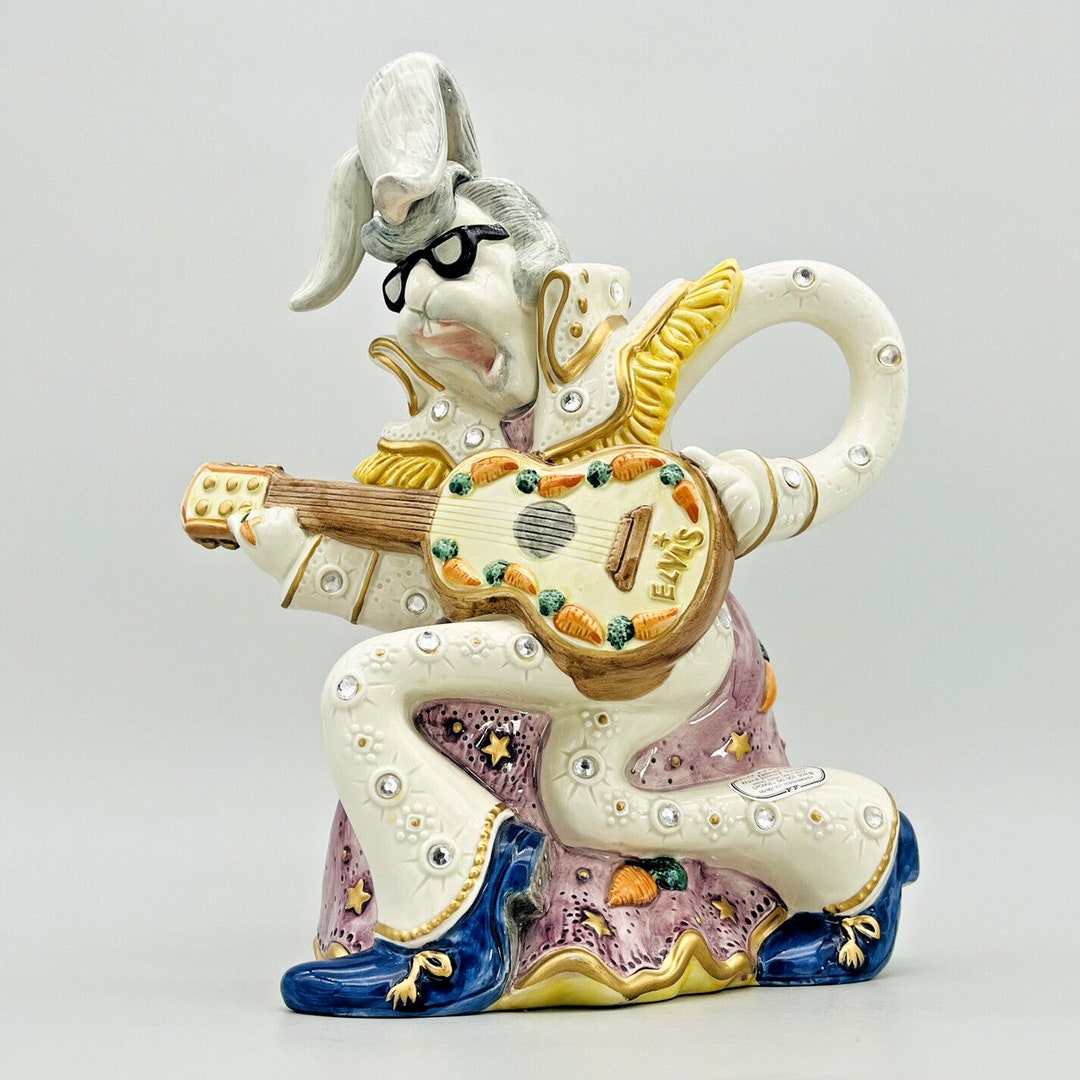 Vintage Fitz & Floyd Elvis Parsley Presley Rabbit Pitcher Vase - 1994 ...