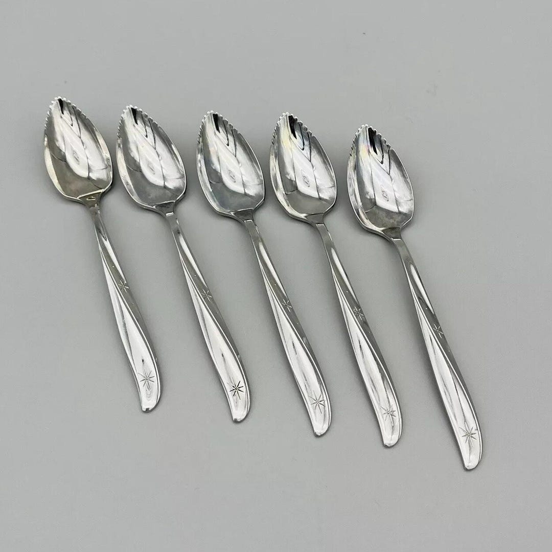 5 TWIN STAR Grapefruit Spoons 6" Oneida Stainless Betty Crocker Vintage ...