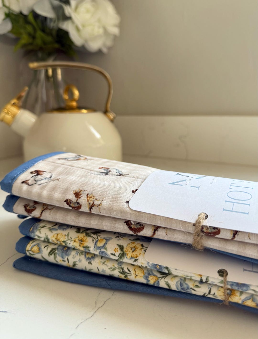 Oversized Quilted Hot Pads for Dishes, Handmade Spring Kitchen Decor ...