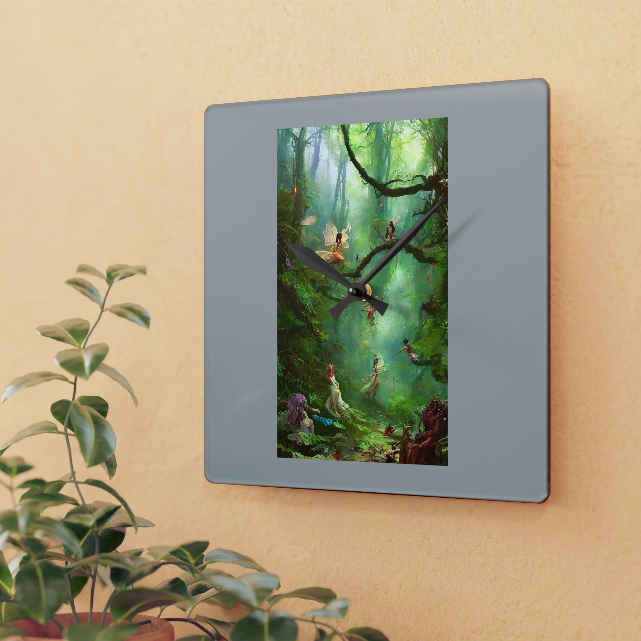 Fairy Gathering Art Wall Clock Acrylic-home Decor Faerie Theme Cool ...