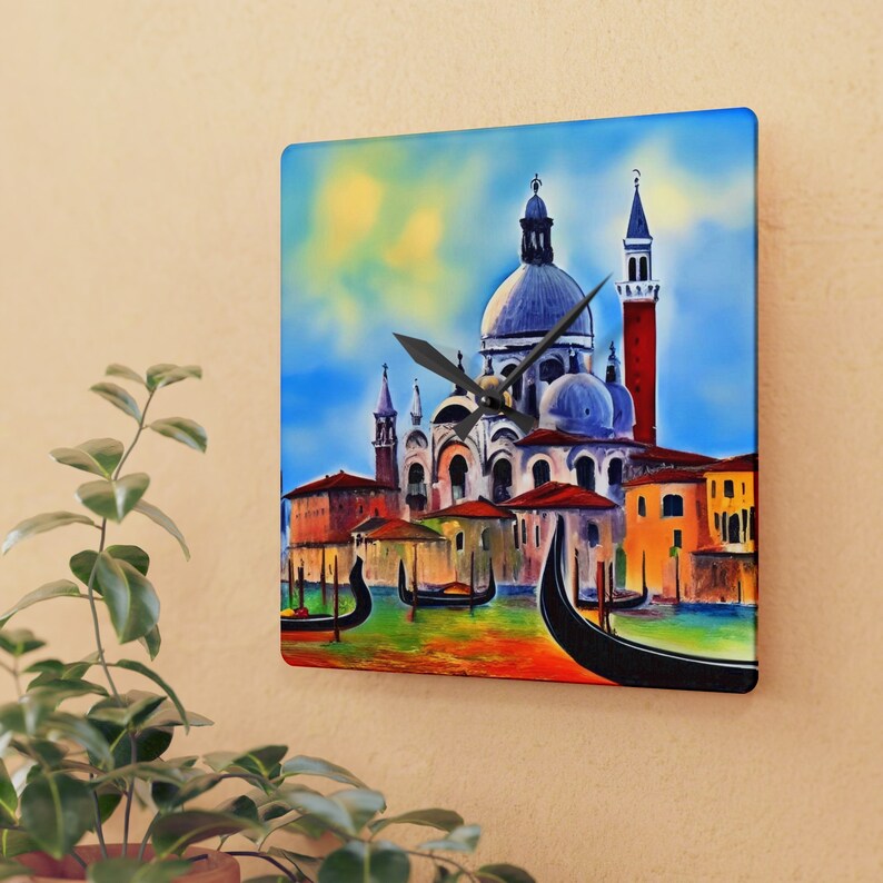 Venice Italy Wall Clock Acrylic Kitchen Clock Gondolas Italian Themed ...