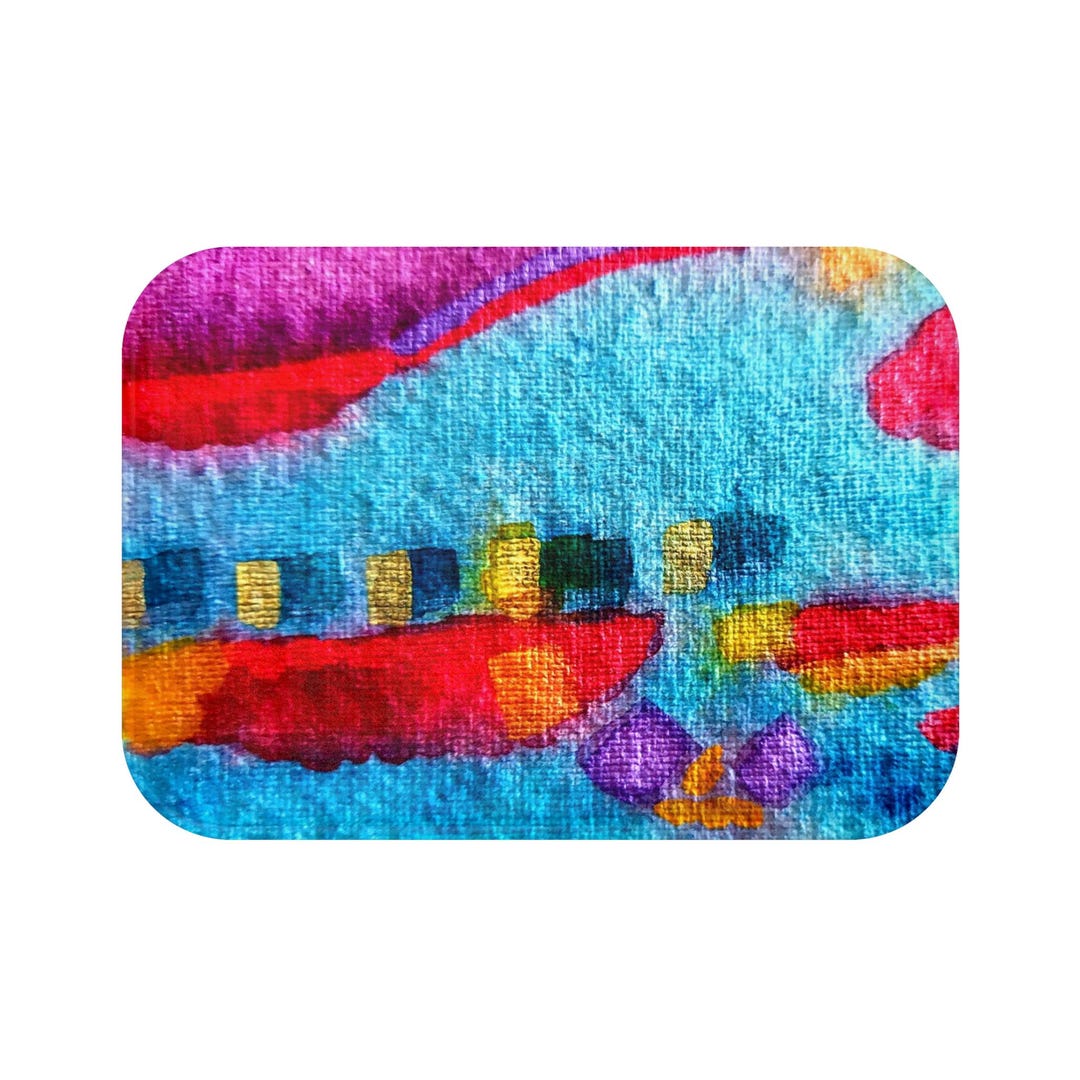 Watercolor Bath Mat, Original Art, Bathroom Rug, Home Decor, Shower Mat ...