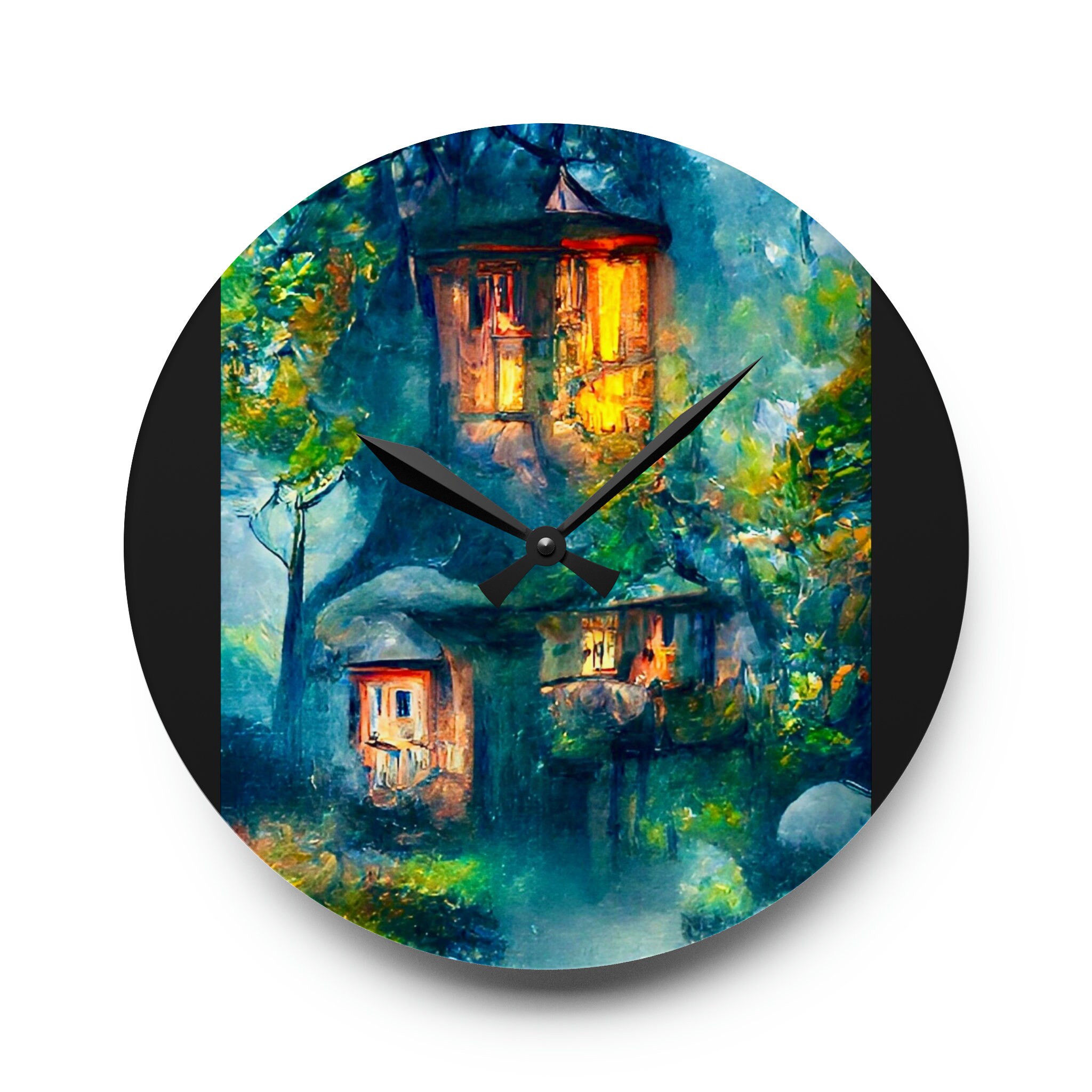 Wall Clock Magic Cottage Acrylic Ready to Hang, Round/square Home ...