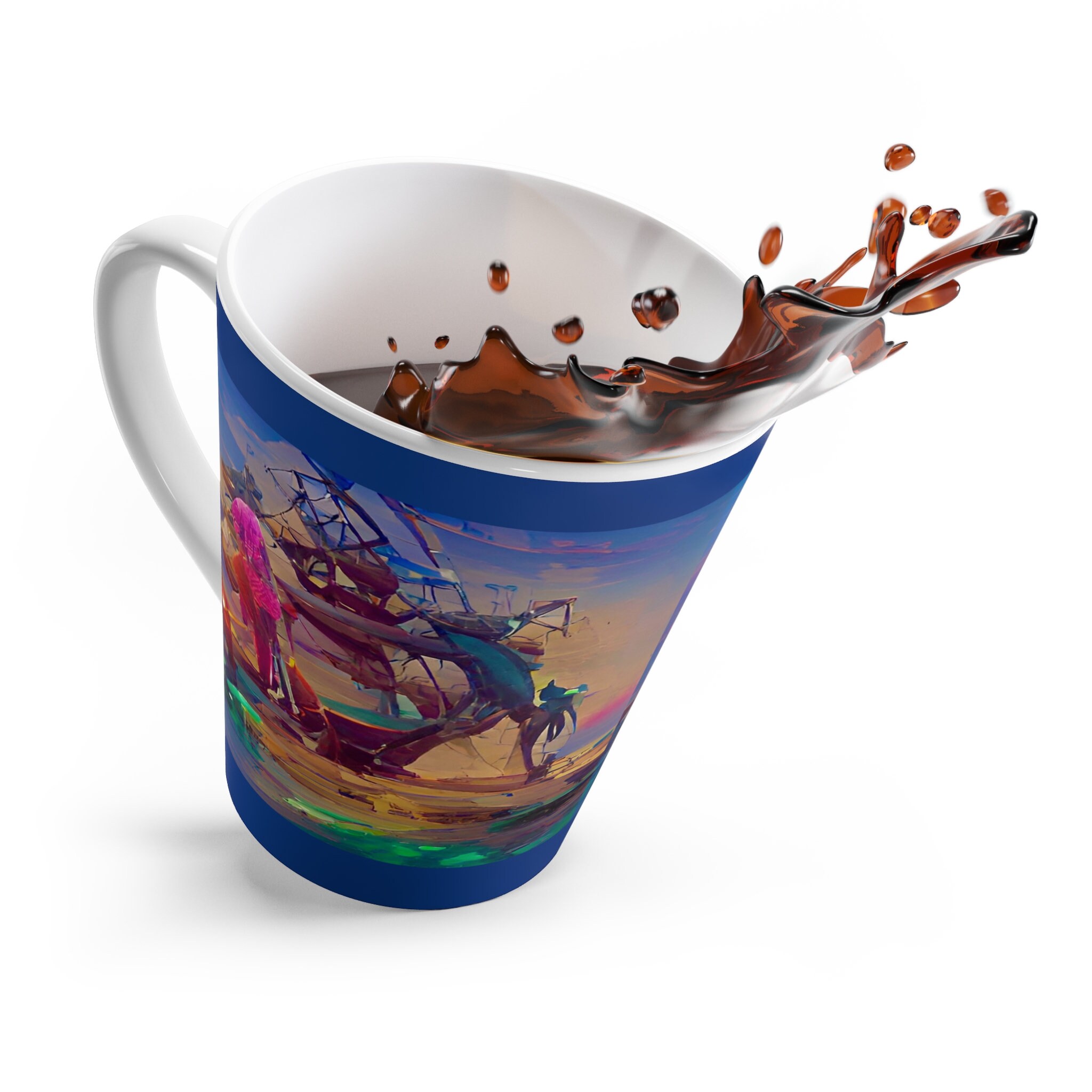 Art Mug Pirate Ship Theme Coffee Tea Cocoa 12 Oz Latte-ocean Sea Print ...
