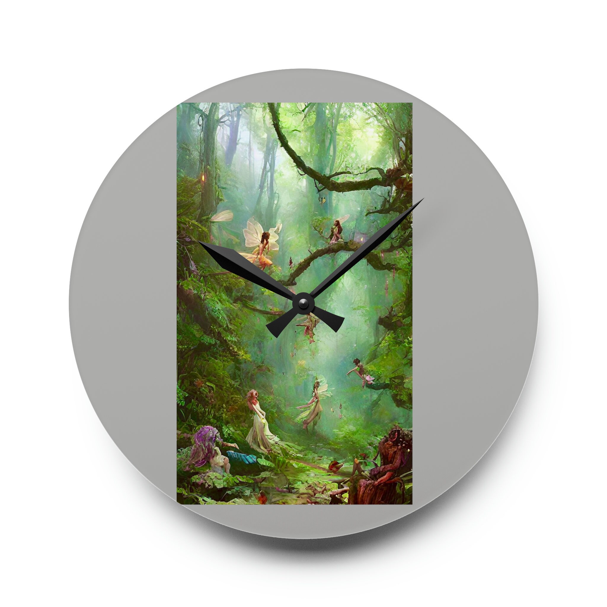 Fairy Gathering Art Wall Clock Acrylic-home Decor Faerie Theme Cool ...