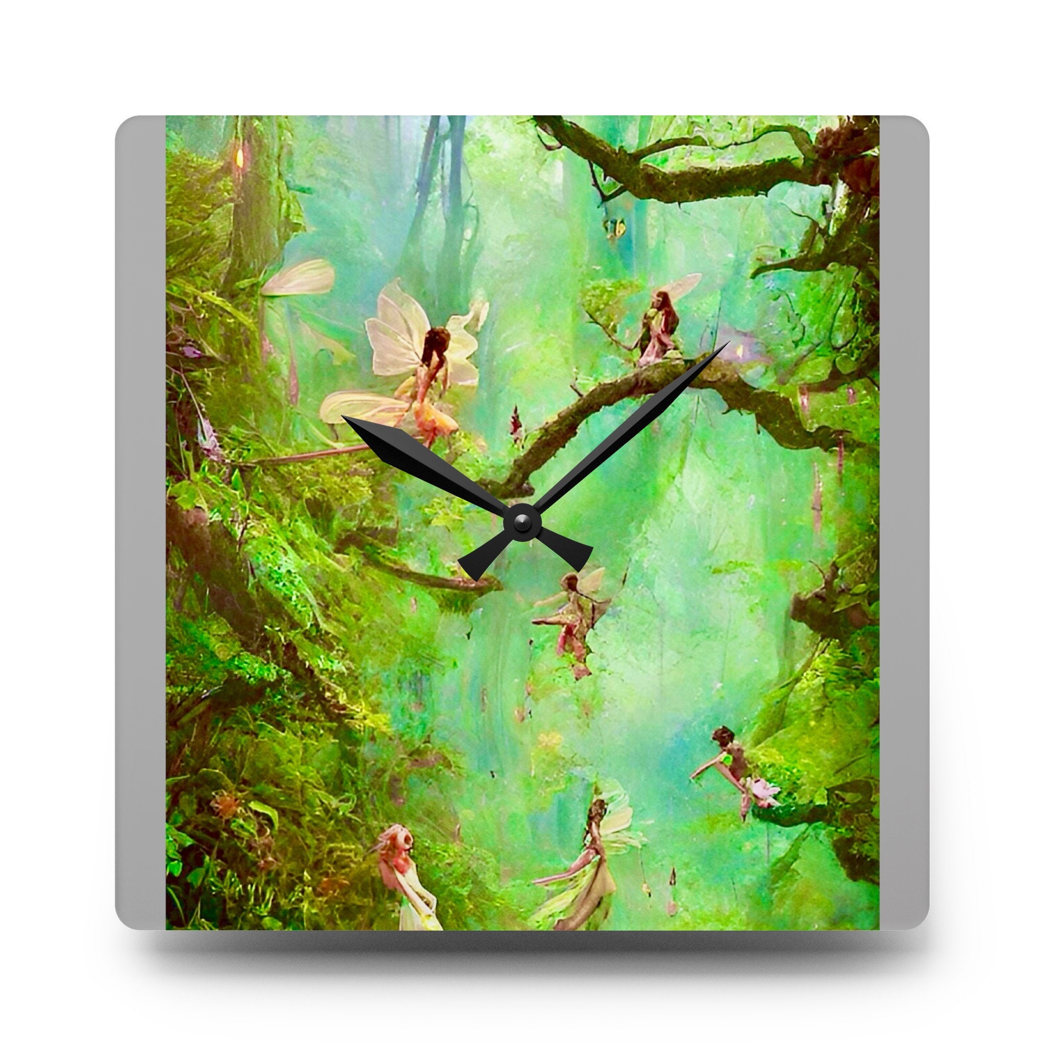 Fairy Gathering Art Wall Clock Acrylic-home Decor Faerie Theme Cool ...