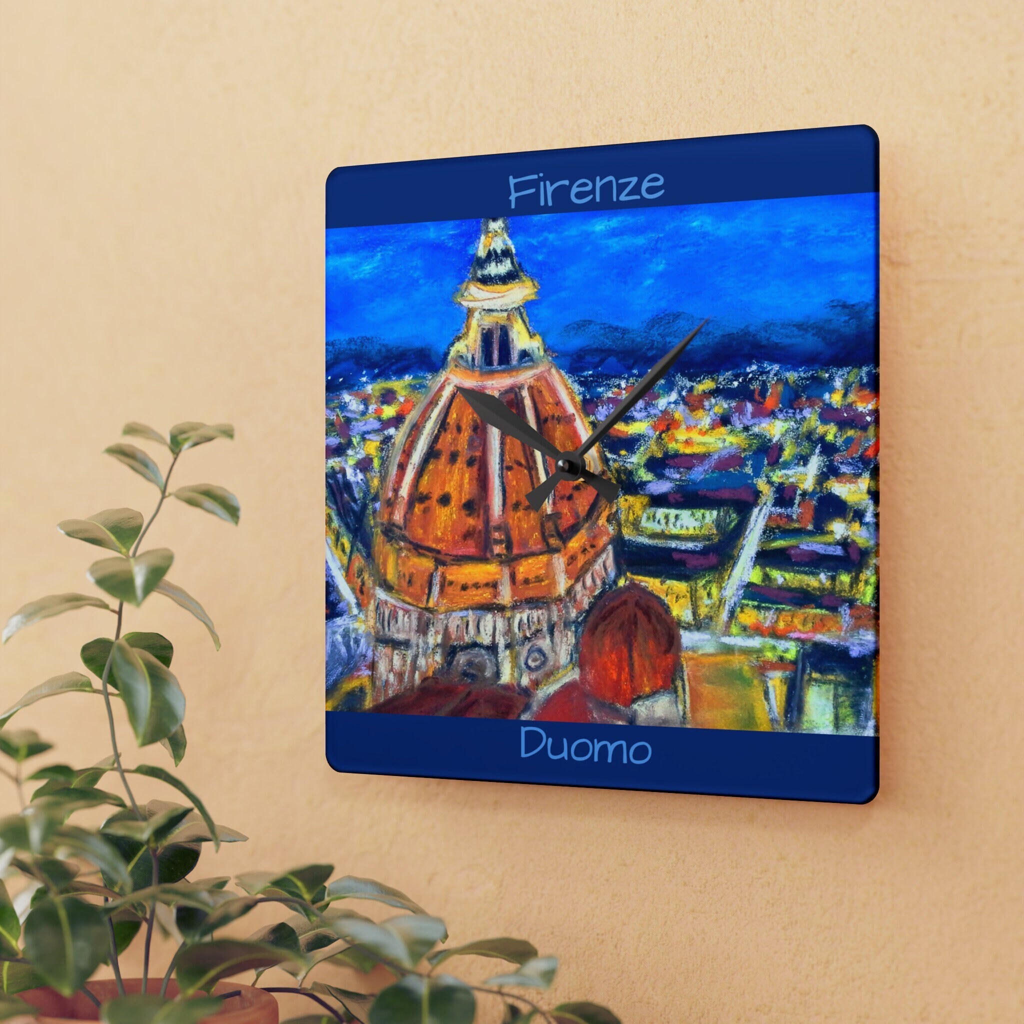 Florence Italy Wall Clock Acrylic Firenze Duomo Italian Cathedral Art ...