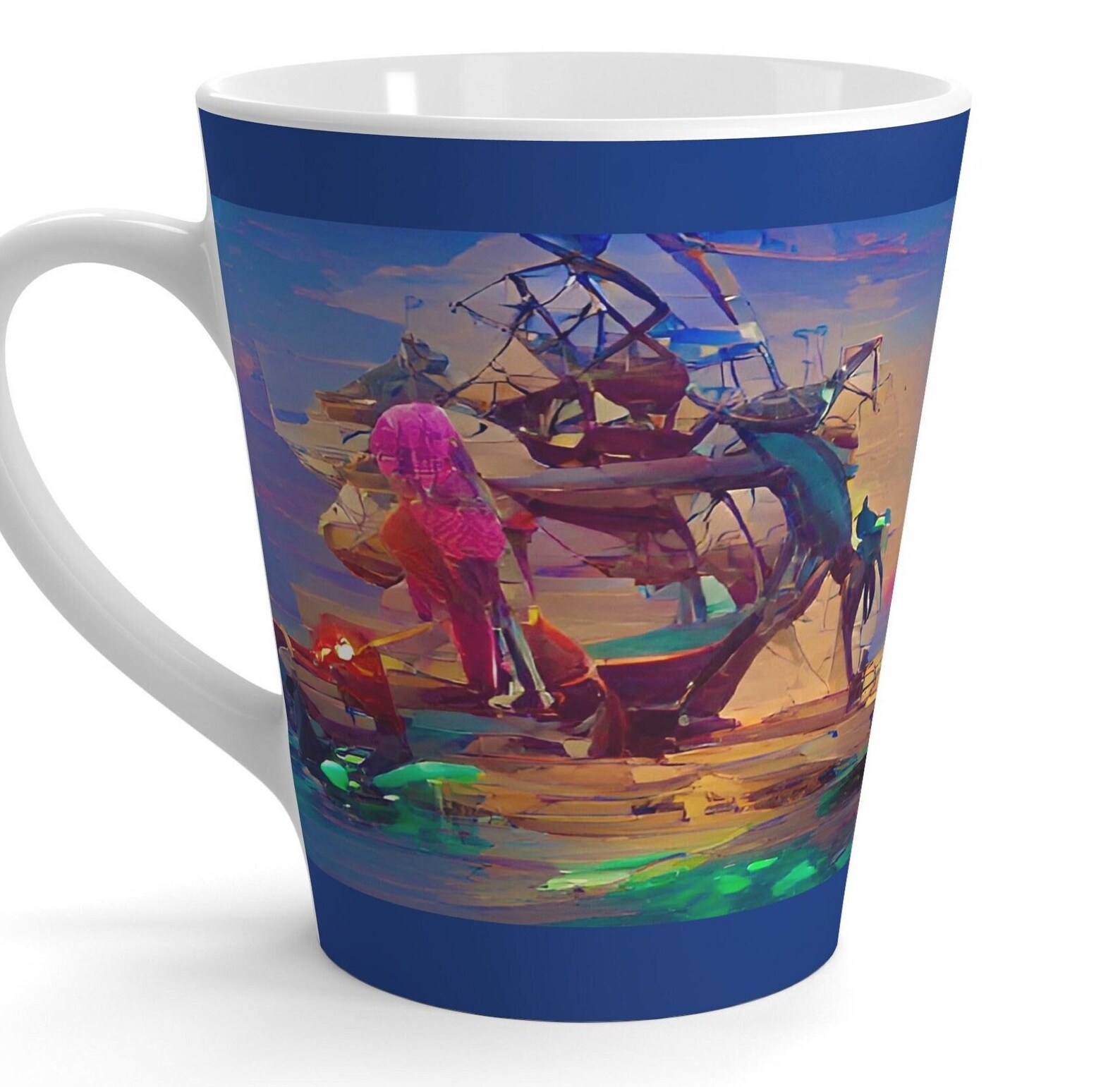 Art Mug Pirate Ship Theme Coffee Tea Cocoa 12 Oz Latte-ocean Sea Print ...