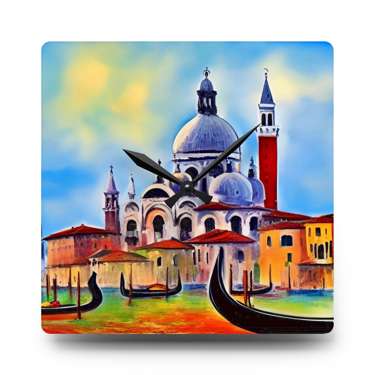 Venice Italy Wall Clock Acrylic Kitchen Clock Gondolas Italian Themed ...
