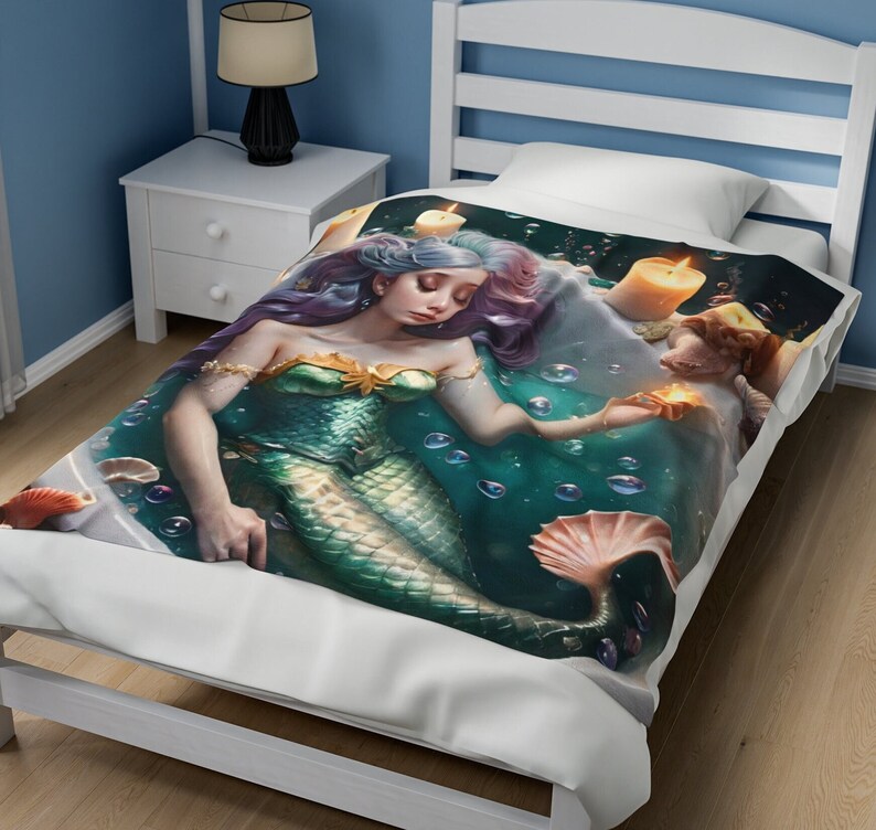 Blanket Mermaid Themed Bathroom 50x60 Bedroom Living Room Throw Home ...