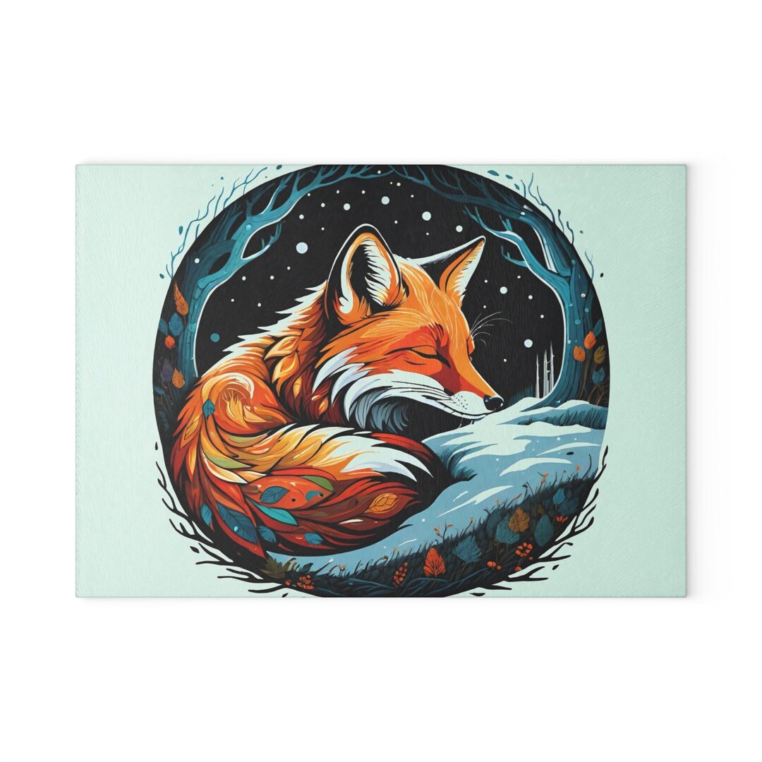 Cutting Board Eternal Fox Tempered Glass Chopping Cooking Accessory ...