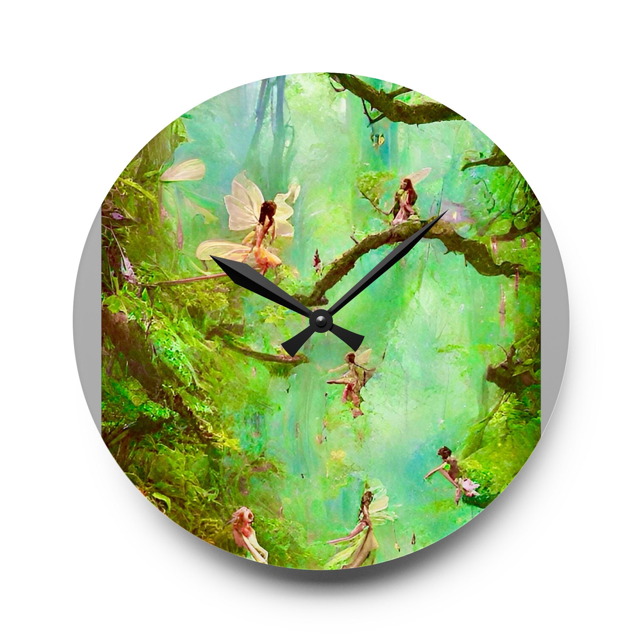 Fairy Gathering Art Wall Clock Acrylic-home Decor Faerie Theme Cool ...