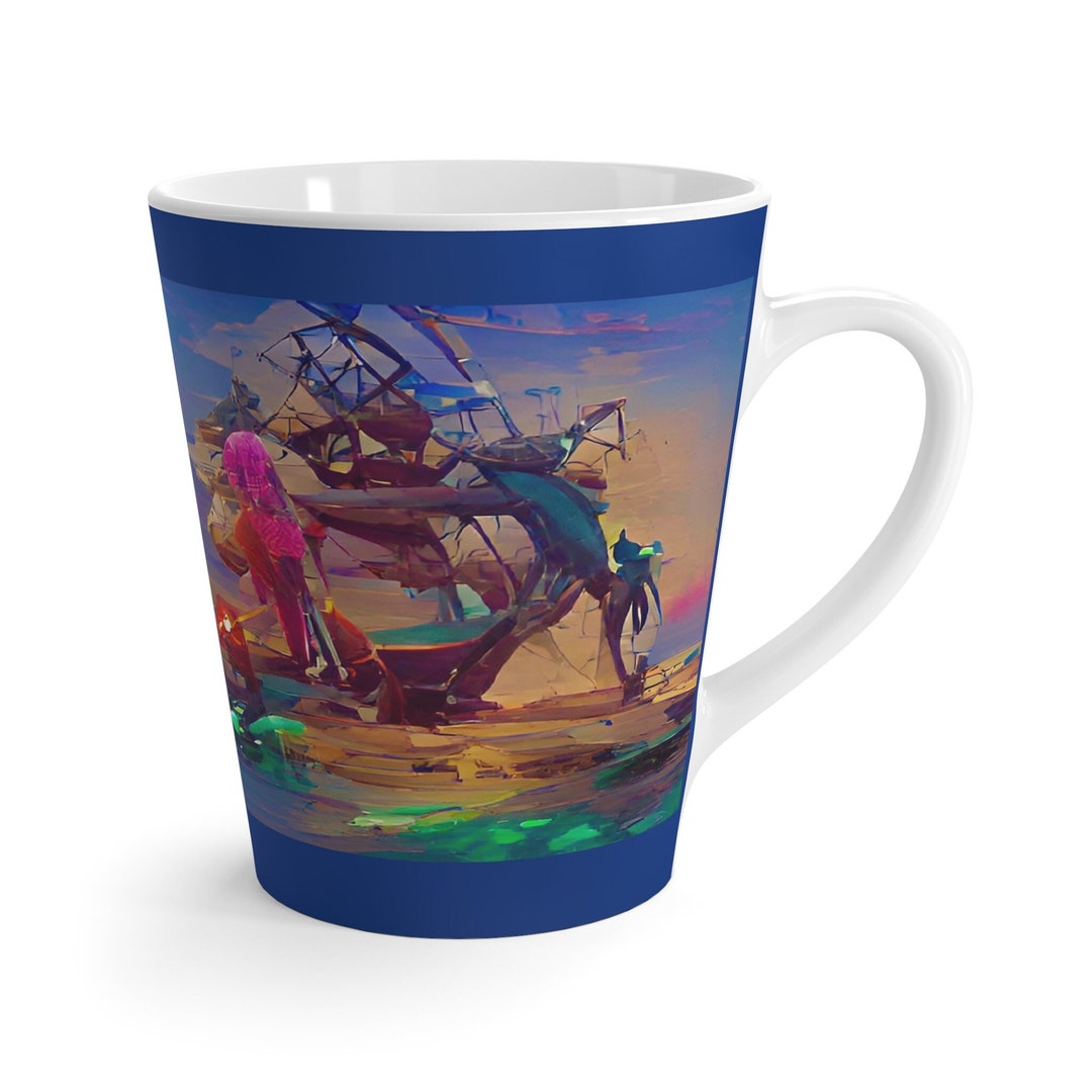 Art Mug Pirate Ship Theme Coffee Tea Cocoa 12 Oz Latte-ocean Sea Print ...