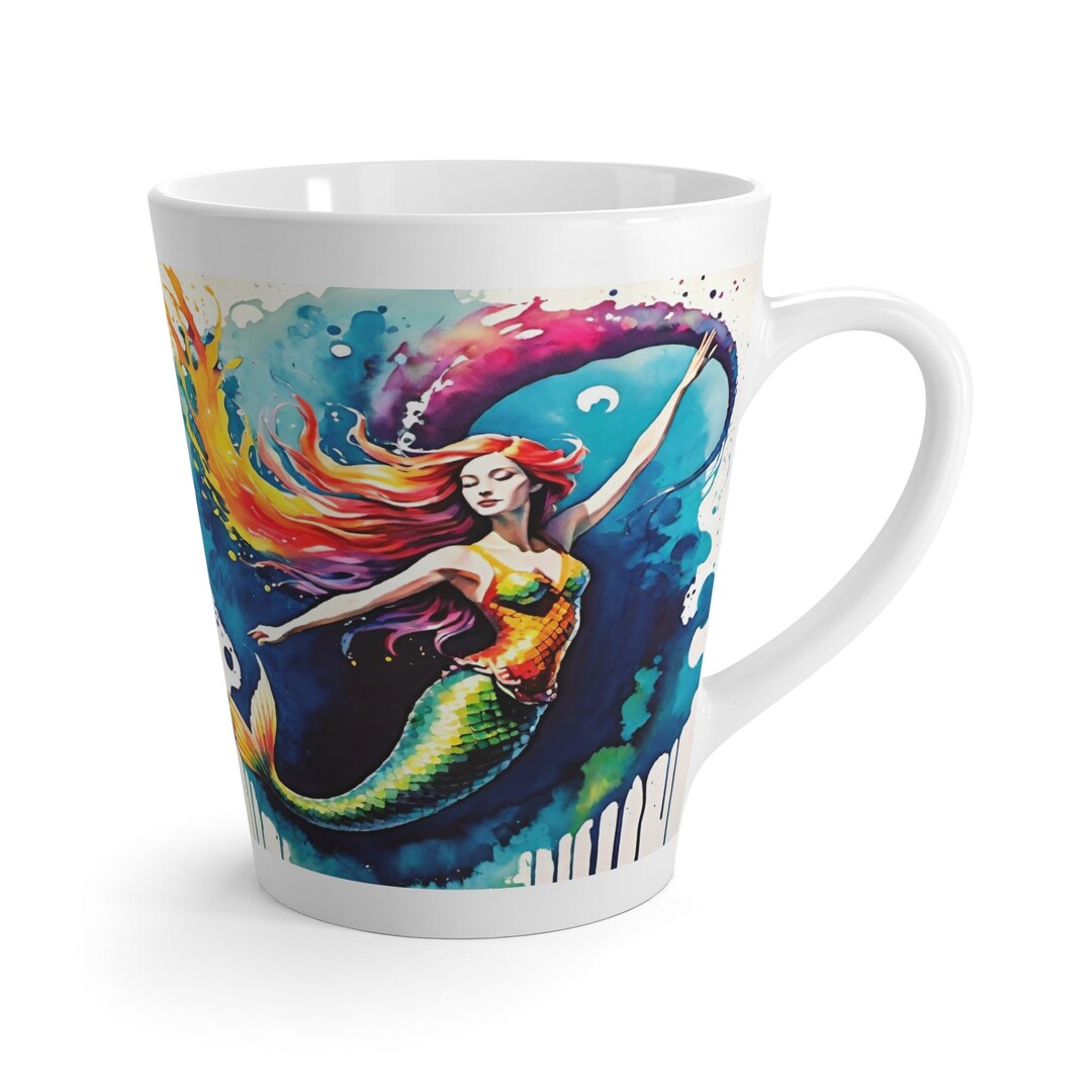 Ceramic Mug Rainbow Mermaid Themed 12oz Coffee Cup Kitchenware ...