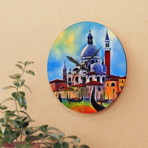 Venice Italy Wall Clock Acrylic Kitchen Clock Gondolas Italian Themed ...