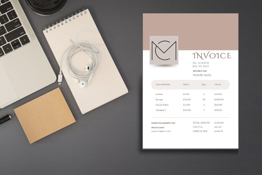 Invoice Template Editable, Invoice Template for Small Business Custom ...