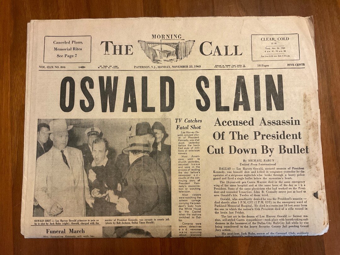 VINTAGE 1963 KENNEDY ASSASSINATION the Morning Call Newspaper - Etsy