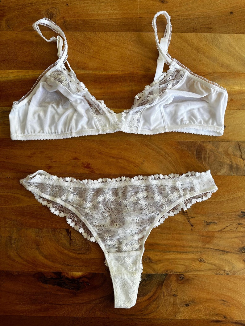 Elegant Bridal White Lace Lingerie Set Etsy