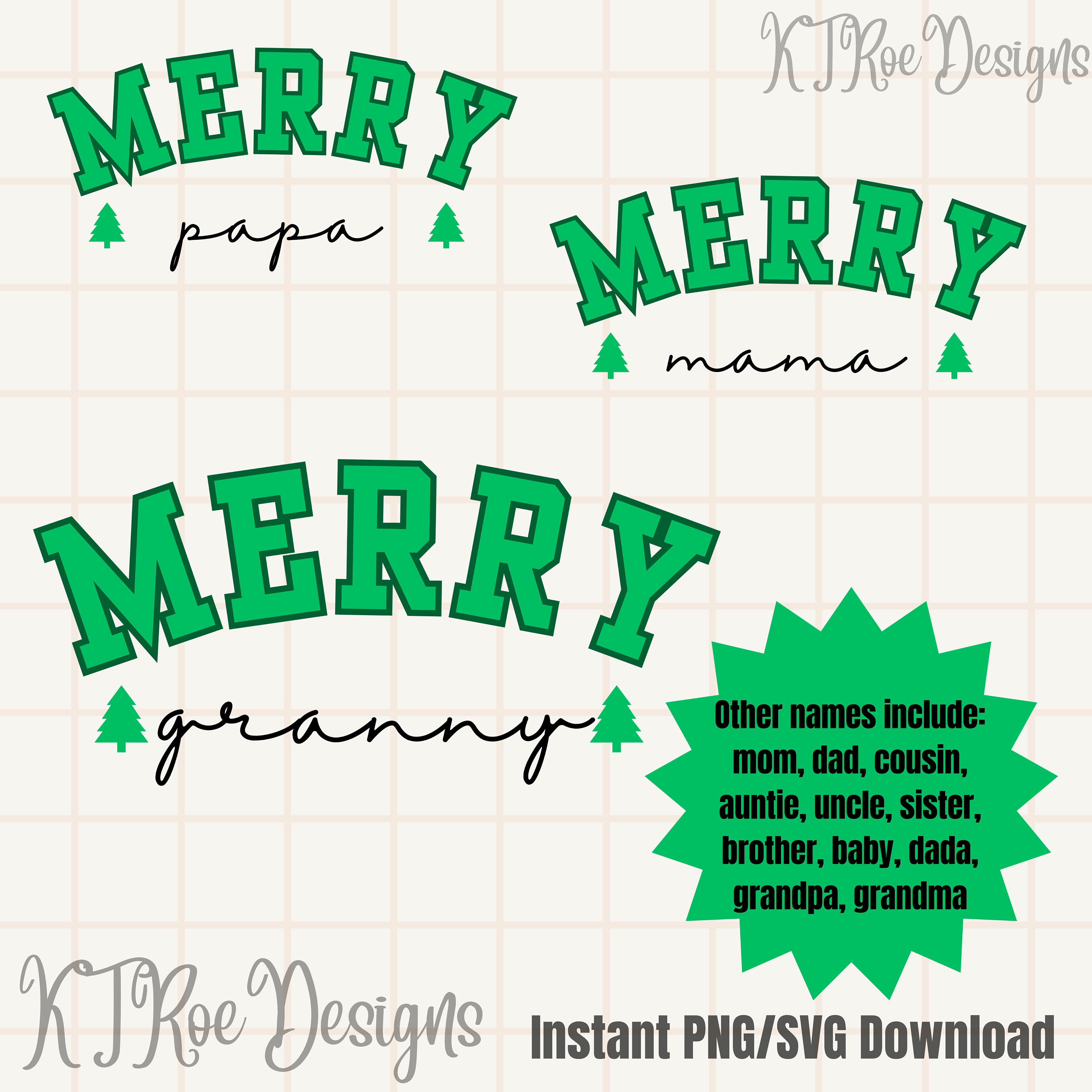 Merry Family Bundle Matching PNG SVG for Christmas Shirts, Sublimation ...