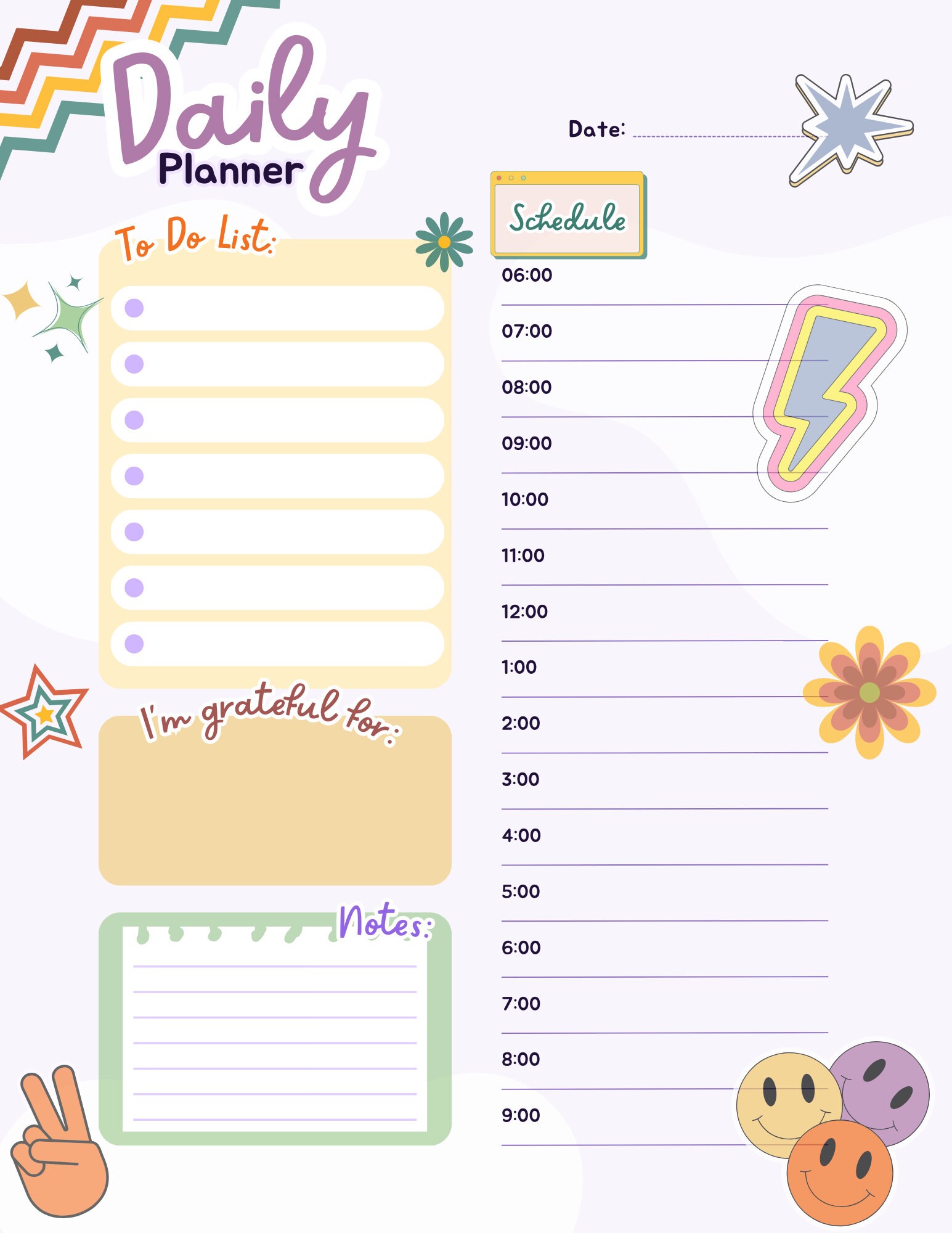 Printable Retro Daily Planner - Etsy