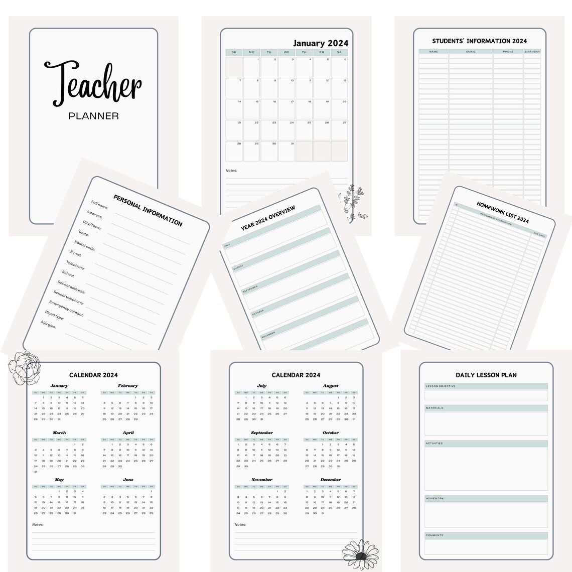 Printable 2024 Teacher's Planner - Etsy