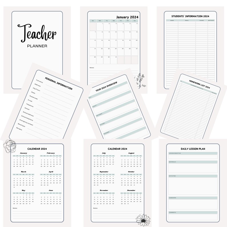 Printable 2024 Teacher's Planner - Etsy