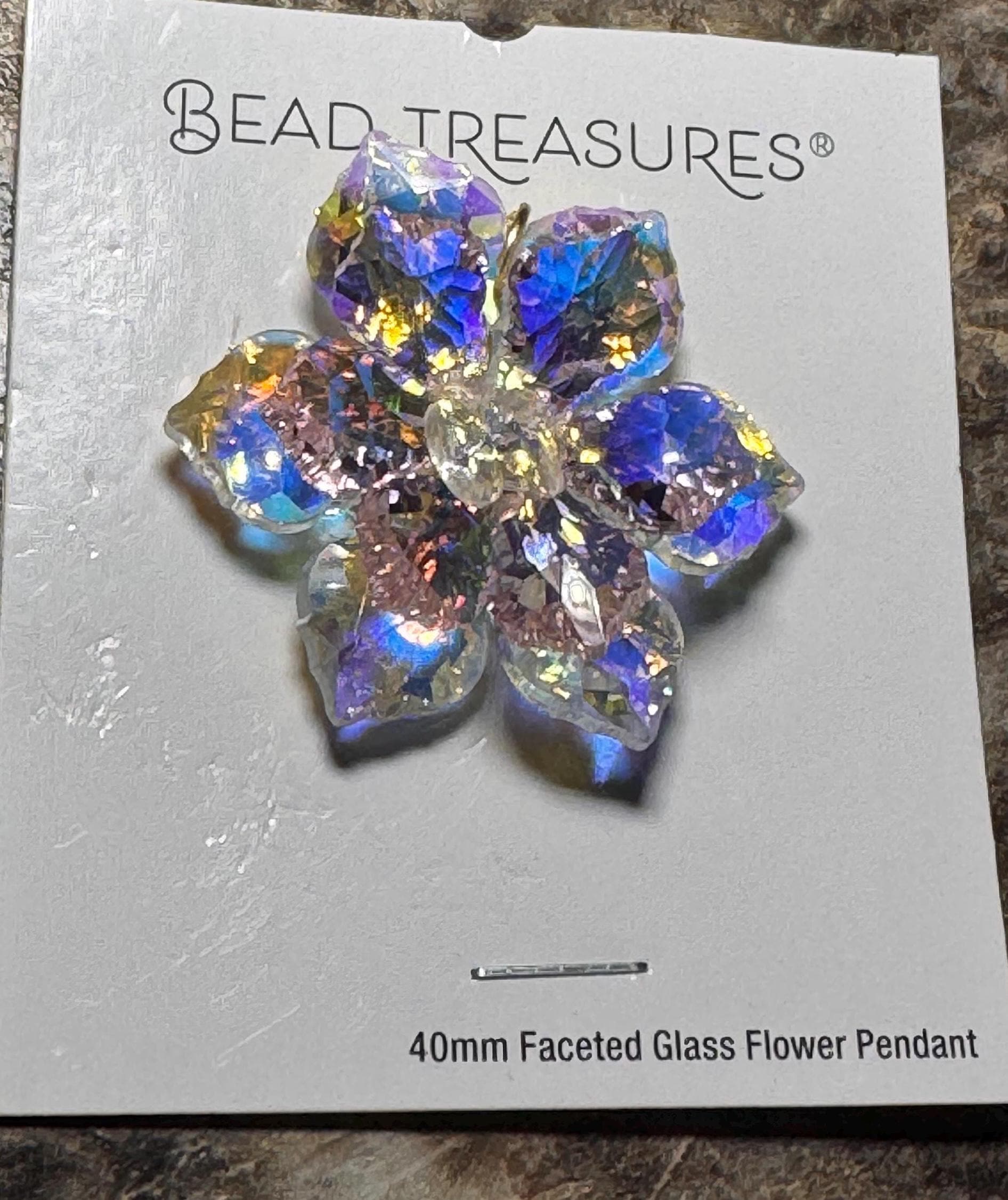 Bead Treasures Fancy Iridescent Colors Chunky Flower Statement Pendant ...