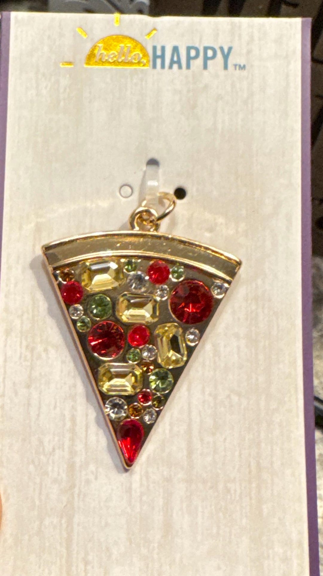 Hello Happy Gold Tone Pizza Slice Rhinestone Pendant / Charm for ...