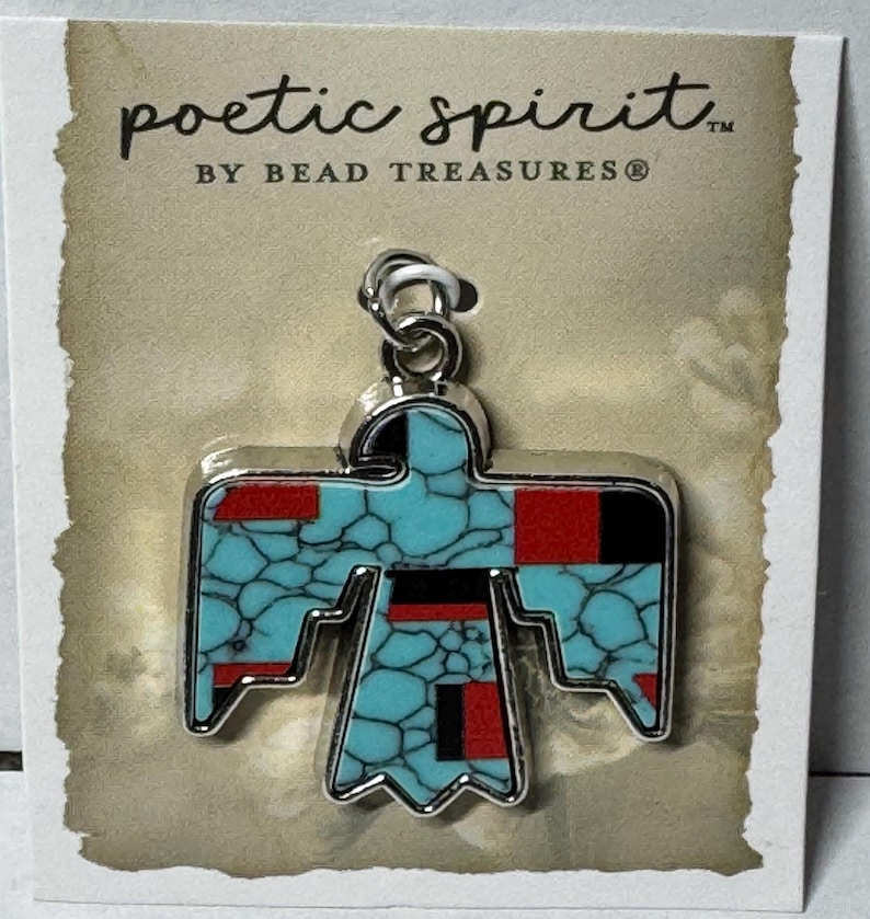 Poetic Spirits by Bead Treasures Faux Turquoise Silver Tone Thunderbird ...