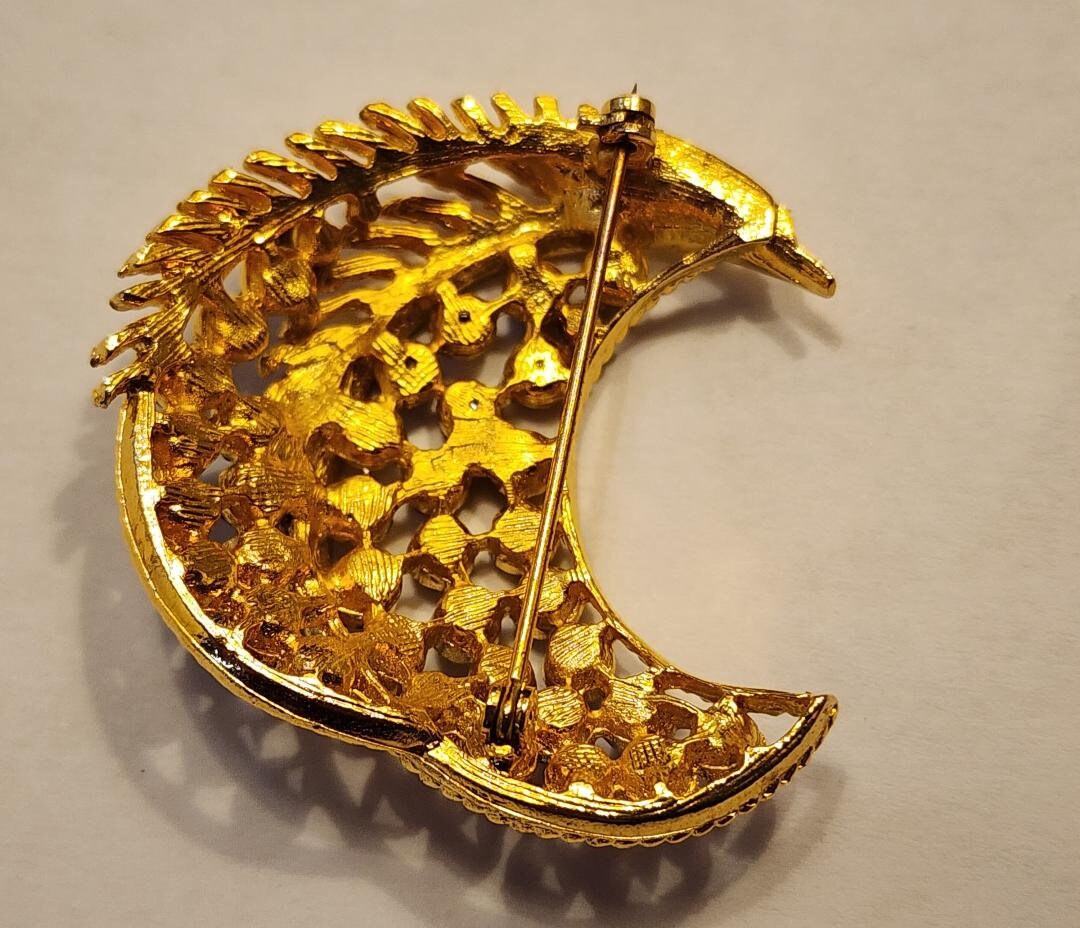 Vintage Gold Tone Double Half Moon Shape With Pretty Purple - Etsy